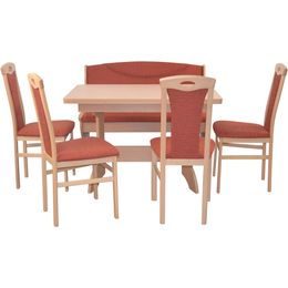 Essgruppe HOFMANN LIVING AND MORE "6tlg. Tischgruppe" Sitzmöbel-Sets Gr. B/H/T: 45 cm x 95 cm x 48 cm, Stoff, Ansteckplatten, orange (terra, terra, buche, nachbildung) Essgruppen Stühle montiert