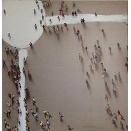 Ölbild Kayoom "Menschengruppe" Bilder Gr. B/H/T: 100 cm x 100 cm x 3,8 cm, beige Ölbilder 100cm x