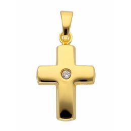 Adelia´s Ketten-Anhänger ADELIA´S "333 Gold Kreuz Anhänger mit Zirkonia" Schmuckanhänger Gr. Damen, mit Zirkonia, Gelbgold 333, goldfarben (gold) Damen mit Zirkonia Goldschmuck für & Herren