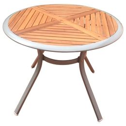 Gartentisch Merxx "Siena" Tische Gr. H: 75 cm, beige (natur, silber) Klapptische Ø 100, Tischplatte aus 100% FSC-zertifiziertem Hartholz, Aluminium