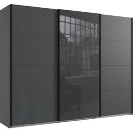 Schwebetürenschrank wimex "Norderstedt" Schränke Gr. B/H/T: 270 cm x 210 cm x 64 cm, 3 St., grau (graphit, glas grey) Schwebetürenschränke und Schiebetürenschränke INKLUSIVE 2 Stoffboxen zusätzliche Einlegeböden, mit Glastür Bestseller