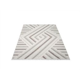 Teppich Carpet City "LINDO 7590" Teppiche Gr. B/L: 200 cm x 290 cm, 11 mm, 1 St., beige (creme) Esszimmerteppiche Kurzflor, Hochtief-Muster 3D-Effekt, Fransen, Boho-Stil, Wohnzimmer