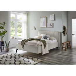Meise Möbel Polsterbett MEISE.MÖBEL "Riva II", beige (greige, greige), B:165cm L:216cm, Betten, mit schwarzen Metallfüßen, wahlweise mit Bettkasten