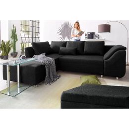 Ecksofa Collection AB "Sally L-Form", grau (anthrazit), B:256cm H:87cm T:165cm, Microfaser PRIMABELLE (100% Polyester) / Struktur (80% Polyester, 20% Acryl);Struktur (80% Polyester, 20% Acryl);Kunstleder SOFTLUX / Struktur (80% Polyester, 20% Acryl);Microfaser PRIMABELLE (100% Polyester) / Cord (100% Polyester), Sofas, Ecksofa, mit und ohne Bettfunktion, inklusive loser R&uuml;cken- und Zierkissen, Top