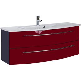 Waschtisch Marlin "3040" Waschtische Gr. abgerundet, rot (rot, anthrazit) Breite 121 cm