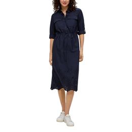 Hemdblusenkleid s.Oliver Gr. 36, N-Gr, blau (navy) Damen Kleider Freizeitkleider mit Broderie Anglaise