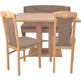 Essgruppe HOFMANN LIVING AND MORE "4tlg. Tischgruppe" Sitzmöbel-Sets Gr. B/H/T: 45 cm x 95 cm x 48 cm, Stoff, braun (cappuccino, cappuccino, buche, nachbildung) Essgruppen Stühle montiert