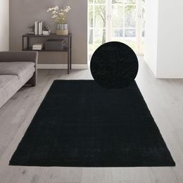Hochflor-Teppich my home "Amina" Teppiche Gr. B/L: 240 cm x 320 cm, 43 mm, 1 St., schwarz Esszimmerteppiche Shaggy in Uni-Farben, einfarbig, leicht glänzend, besonders weich