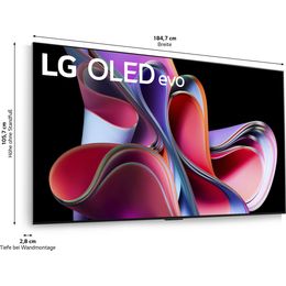 F (A bis G) LG OLED-Fernseher "OLED83G39LA" Fernseher OLED evo, α9 Gen6 4K AI-Prozessor, Brightness Booster Max schwarz LED Fernseher