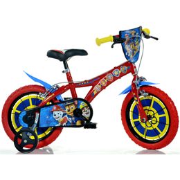 Kinderfahrrad DINO "Paw Patrol 14 Zoll" Fahrräder Gr. 26 cm, 14 Zoll (35,56 cm), rot (rot, blau) Kinder Kinderfahrräder mit Stützrädern, Trinkflasche und Frontschild