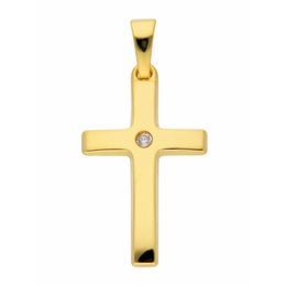 Adelia´s Ketten-Anhänger ADELIA´S "333 Gold Kreuz Anhänger mit Zirkonia" Schmuckanhänger Gr. Damen, mit Zirkonia, Gelbgold 333, goldfarben (gold) Damen mit Zirkonia Goldschmuck für & Herren