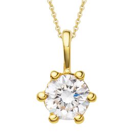 Kette mit Anhänger ONE ELEMENT "0.2 ct Diamant Brillant aus 750 Gelbgold" Halsketten Gr. 0.2 ct, Gelbgold 750-Diamanten, goldfarben (gold) Damen Schmuckset - Set mit verstellbarer Halskette