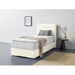 Boxbett COTTA "Lighstar", beige, B:96cm L:207cm, Komplettbetten, Boxspringbett, inklusive LED-Beleuchtung, Topper, Bettkasten und Zierkissen