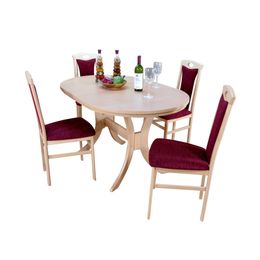 Essgruppe HOFMANN LIVING AND MORE "5tlg. Tischgruppe" Sitzmöbel-Sets Gr. B/H/T: 45 cm x 95 cm x 48 cm, Stoff, Einlegeplatte, rot (bordeau x, bordeau buche, nachbildung) Essgruppen Stühle montiert
