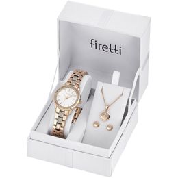 Quarzuhr Firetti Armbanduhren rosa (roségoldfarben) Damen Quarzuhren Armbanduhr, Damenuhr, Glassteine, ideal auch als Geschenk