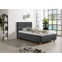 Polsterbett Maintal, grau (anthrazit), B:133cm L:214cm, Betten, Polsterbett ohne Bettkasten Polsterbett, inklusive Bettkasten