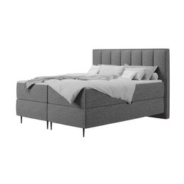 Boxbett Places of Style "Rita", grau, B:185cm L:211cm, Massivholz, Spanplatte, Komplettbetten, Boxspringbett, mit Taschen-Federkernmatratze und Bettkasten