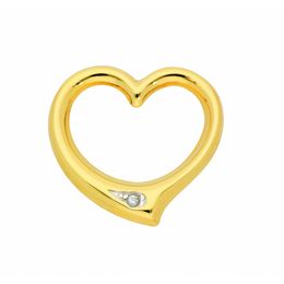 Adelia´s Kette mit Anhänger ADELIA´S "333 Gold Swingheart Diamant" Halsketten Gr. 0,005 ct, goldfarben (gold) Damen Ketten mit Anhänger Schmuckset - Set Halskette