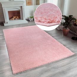 Hochflor-Teppich Home Affaire "Shaggy 30" Teppiche Gr. B/L: 200 cm x 290 cm, 30 mm, 1 St., rosa Esszimmerteppiche Teppich, Uni Farben, besonders weich und kuschelig