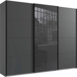 Schwebetürenschrank wimex "Norderstedt" Schränke Gr. B/H/T: 270 cm x 236 cm x 64 cm, 3 St., grau (graphit, glas grey) Schwebetürenschränke und Schiebetürenschränke INKLUSIVE 2 Stoffboxen zusätzliche Einlegeböden, mit Glastür