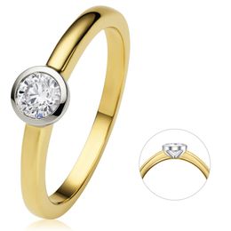 Diamantring ONE ELEMENT "0.25 ct Diamant Brillant Zarge Ring aus 585 Gelbgold" Fingerringe Gr. 48, Gelbgold 585-Weißgold 585-Diamanten, goldfarben (gold) Damen Gold Schmuck Zarge