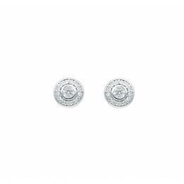 Adelia´s Paar Ohrhänger ADELIA´S "1 585 Weißgold Ohrringe / Ohrstecker mit Zirkonia Ø 7,1 mm" Gr. Damen, Weißgold 585, silberfarben (silber) Damen Ohrhänger mit Zirkonia Goldschmuck für