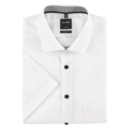 Businesshemd OLYMP "Luxor modern fit" Gr. 41, N-Gr, grau (weiß, anthrazit, kontrastfarbene details) Herren Hemden Kurzarm kurzärmlig