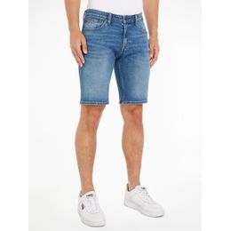 Jeansshorts Tommy Jeans "SCANTON SHORT" Gr. 30, N-Gr, blau (denim medium) Herren Jeans Shorts mit Fade-Effekten