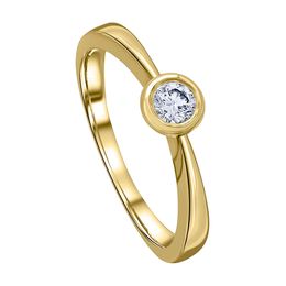 Diamantring ONE ELEMENT "0.15 ct Diamant Brillant Zarge Ring aus 585 Gelbgold" Fingerringe Gr. 48, Gelbgold 585-Diamanten, goldfarben (gold) Damen Diamantringe Gold Schmuck Zarge