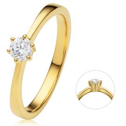 Diamantring ONE ELEMENT "0.2 ct Diamant Brillant Ring aus 585 Gelbgold" Fingerringe Gr. 48, Gelbgold 585-Diamanten, goldfarben (gold) Damen Gold Schmuck