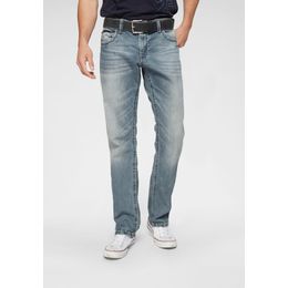 Loose-fit-Jeans CAMP DAVID Gr. 31, Länge 34, blau (light stone used) Herren Jeans mit markanten Nähten und Stretch