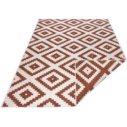 Teppich NORTHRUGS "Malta Wendeteppich" Teppiche Gr. B/L: 200 cm x 290 cm, 5 mm, 1 St., orange (terra, creme) In-& Outdoor, Wetterfest, Balkon, Rautenmuster, Wohnzimmer,Wasserfest