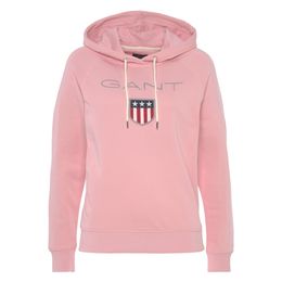 Sweatshirt Gant "Gant SHIELD SWEAT HOODIE" Gr. S (36), pink (blushing pink) Damen Sweatshirts mit großer Label-Applikation vorne