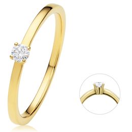 Diamantring ONE ELEMENT "0.1 ct Diamant Brillant Ring aus 750 Gelbgold" Fingerringe Gr. 50, Gelbgold 750-Diamanten, goldfarben (gold) Damen Gold Schmuck