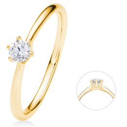 Diamantring ONE ELEMENT "0.2 ct Diamant Brillant Ring aus 750 Gelbgold" Fingerringe Gr. 52, Gelbgold 750-Diamanten, goldfarben (gold) Damen Gold Schmuck