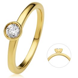 Diamantring ONE ELEMENT "0.25 ct Diamant Brillant Zarge Ring aus 750 Gelbgold" Fingerringe Gr. 50, Gelbgold 750-Diamanten, goldfarben (gold) Damen Gold Schmuck Zarge