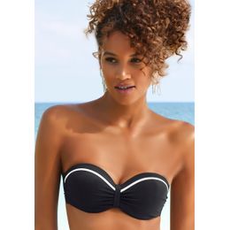 Bügel-Bandeau-Bikini-Top Vivance "Lorena" Gr. 42, Cup D, schwarz Damen Bikini-Oberteile Ocean Blue mit kontrastfarbenem Piping