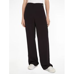 Anzughose Calvin Klein Jeans "CHIFFON WIDE LEG PANT" Gr. L (40), N-Gr, schwarz (ck black) Damen Hosen Stoffhosen mit Markenlogo