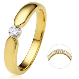 Diamantring ONE ELEMENT "0.17 ct Diamant Brillant Spannfassung Ring aus 585 Gelbgold" Fingerringe Gr. 56, Gelbgold 585-Diamanten, goldfarben (gold) Damen Gold Schmuck Spannfassung