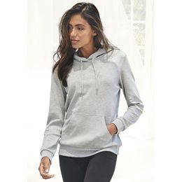 Kapuzensweatshirt BENCH. LOUNGEWEAR Gr. 32/34, grau (hellgrau, meliert) Damen Sweatshirts mit glänzender Logostickerei, Loungeanzug, Hoodie