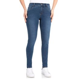 Skinny-fit-Jeans WONDERJEANS "Skinny-WS76-80" Gr. 34, Länge 32, blau (blue super wash) Damen Jeans Röhrenjeans Schmaler Skinny-Fit in hochelastischer Qualität