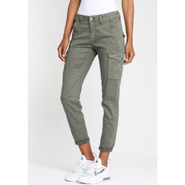 Cargohose Gang "94Amelie" Gr. 27, N-Gr, grün (green thyme old (helloliv)) Damen Hosen Röhrenhosen mit aufgesetzten Cargotaschen Bestseller