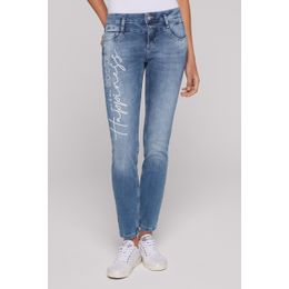 Slim-fit-Jeans SOCCX Gr. 26, Länge 30, blau Damen Jeans Röhrenjeans mit Bleaching-Effekten