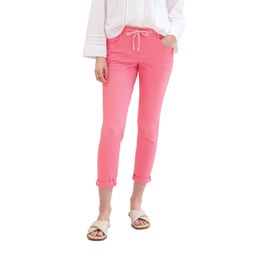 7/8-Hose Tom Tailor Gr. 42, Länge 28, pink (carmine pink) Damen Hosen Stoffhosen mit Bindeband am Bündchen