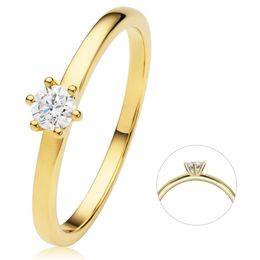 Diamantring ONE ELEMENT "0.2 ct Diamant Brillant Ring aus 750 Gelbgold" Fingerringe Gr. 52, Gelbgold 750-Diamanten, goldfarben (gold) Damen Gold Schmuck