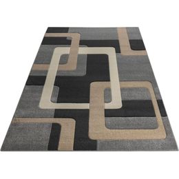 Teppich my home "Maxim" Teppiche Gr. B/L: 160 cm x 230 cm, 13 mm, 1 St., bunt (beige, grau) Esszimmerteppiche Hoch-Tief-Effekt, Kurzflor, 3D-Design