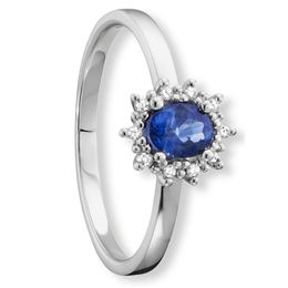 Diamantring ONE ELEMENT "0.05 ct Diamant Brillant Safir Ring aus 585 Weißgold" Fingerringe Gr. 58, mit Diamant, Weißgold 585-Diamanten, silberfarben (silber) Damen Gold Schmuck