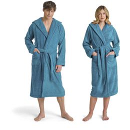 Möve Unisex-Bademantel MÖVE "Superwuschel Kapuze" Bademäntel Gr. XS, blau (lagoon) Möve in Uni