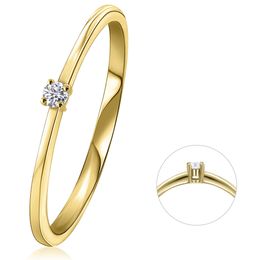 Diamantring ONE ELEMENT "0,03 ct Diamant Brillant Ring aus 585 Gelbgold" Fingerringe Gr. 48, mit Diamant, Gelbgold 585-Diamanten, goldfarben (gold) Damen Gold Schmuck