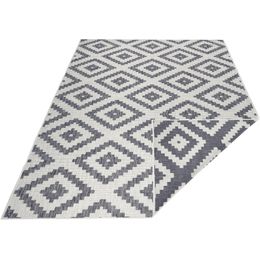 Teppich NORTHRUGS "Malta Wendeteppich" Teppiche Gr. B/L: 160 cm x 230 cm, 5 mm, 1 St., grau (grau, creme) In-& Outdoor, Wetterfest, Balkon, Rautenmuster, Wohnzimmer,Wasserfest